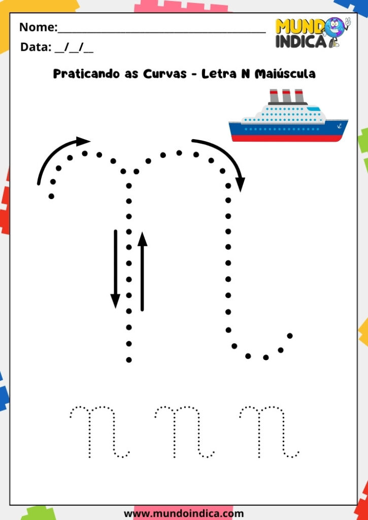 Atividades com a Letra N Cursiva para Imprimir