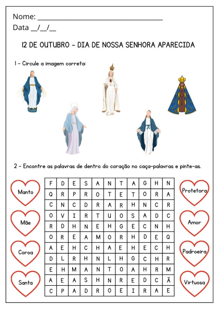 10 Atividades para o Dia de Nossa Senhora Aparecida