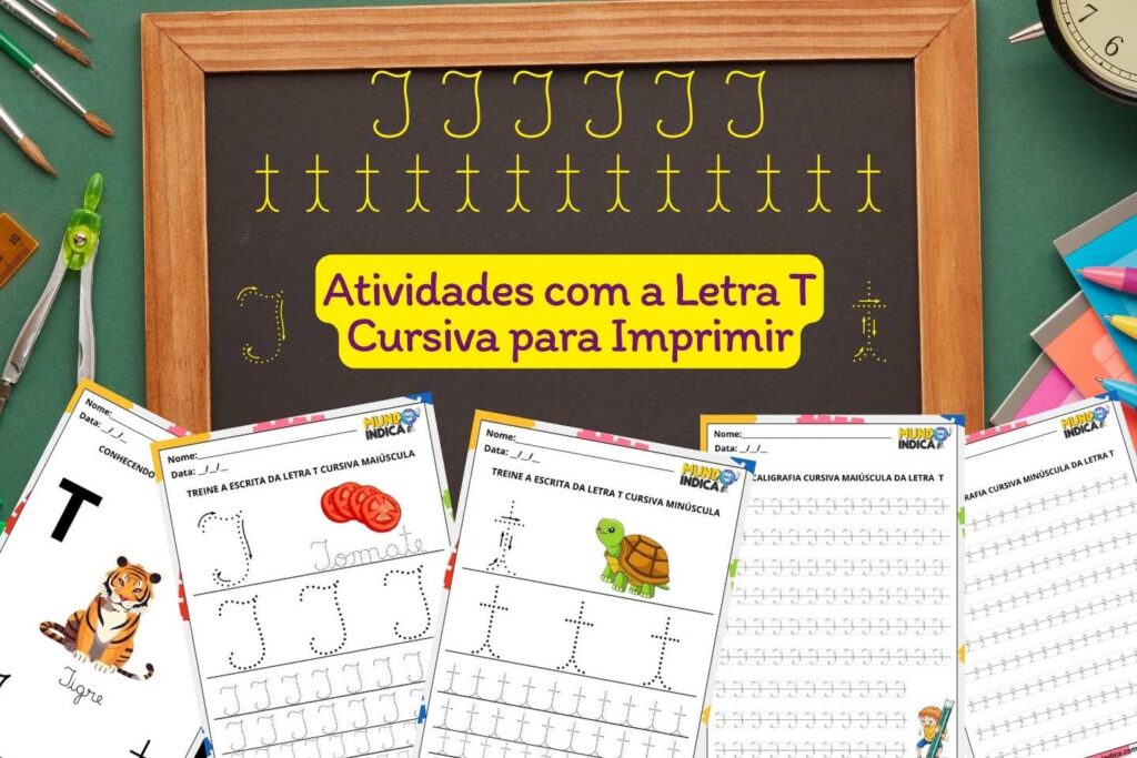 Atividades com a Letra T Cursiva para Imprimir