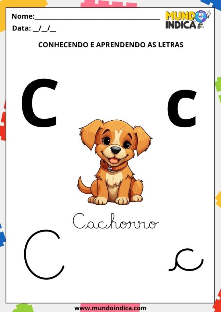 Atividades com a Letra C Cursiva para Imprimir