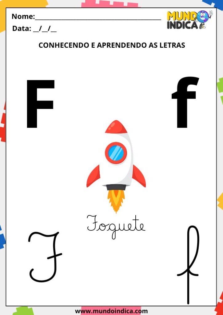 Atividades com a Letra F Cursiva para Imprimir