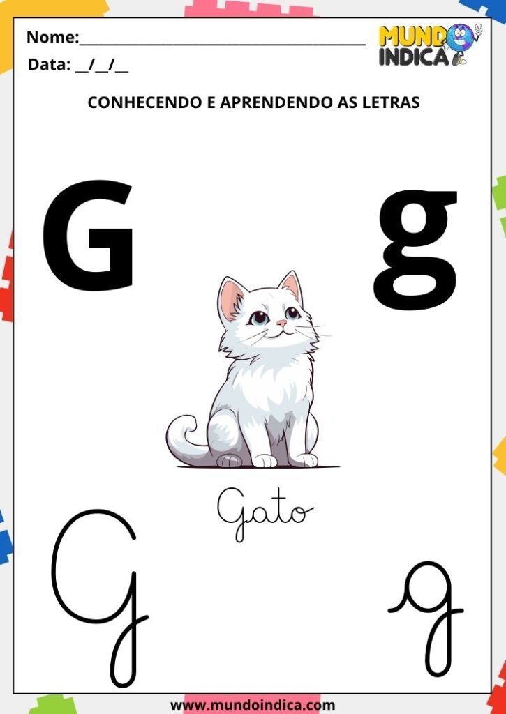 Atividades com a Letra G Cursiva para Imprimir