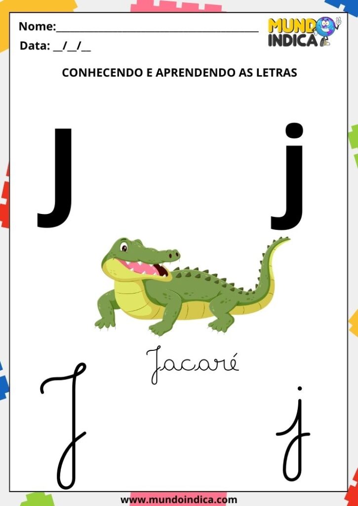Atividades com a Letra J Cursiva para Imprimir