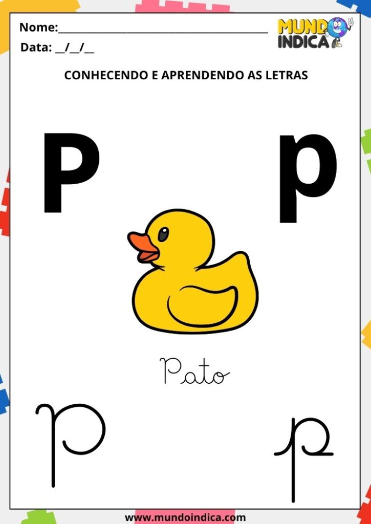 Atividades com a Letra P Cursiva para Imprimir