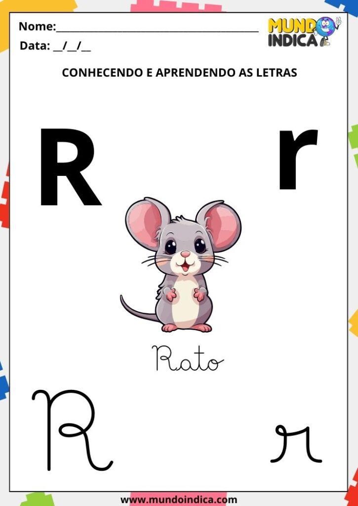 Atividades com a Letra R Cursiva para Imprimir