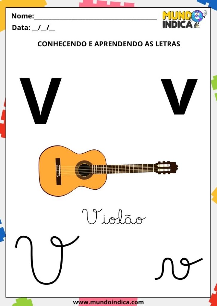 Atividades com a Letra V Cursiva para Imprimir