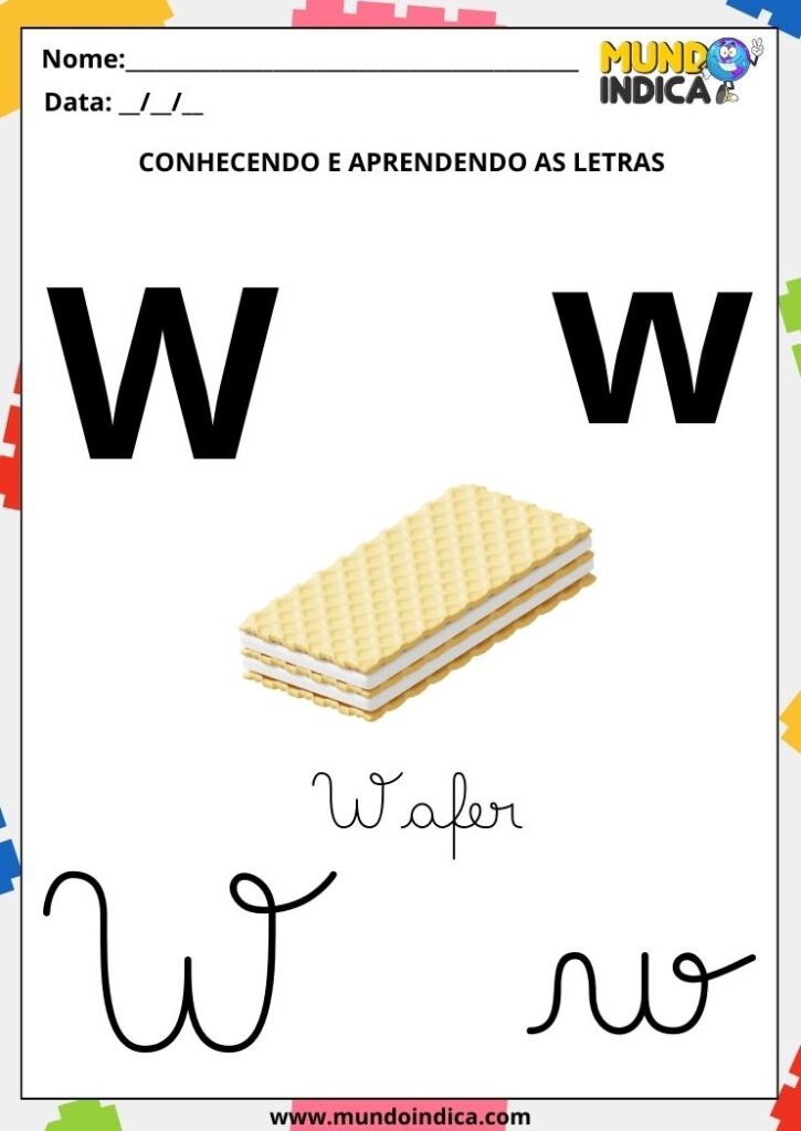 Atividades com a Letra W Cursiva para Imprimir