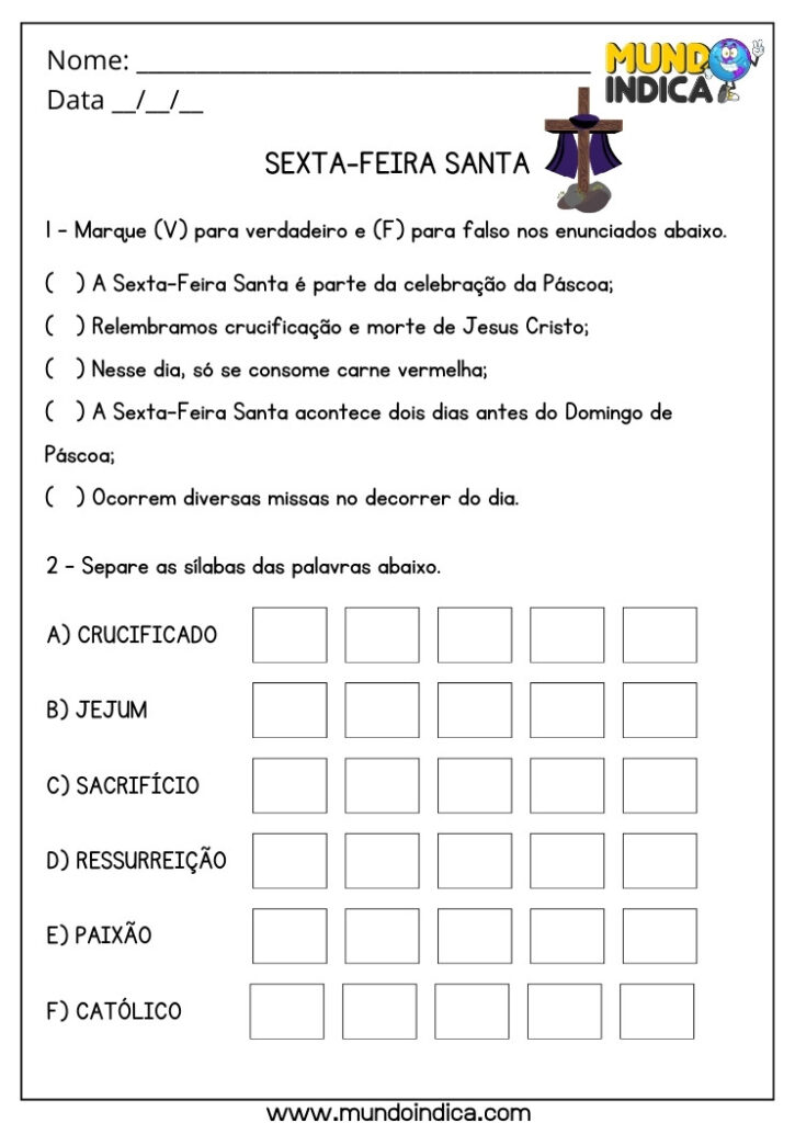 10 Atividades Bíblicas sobre a Sexta-Feira Santa