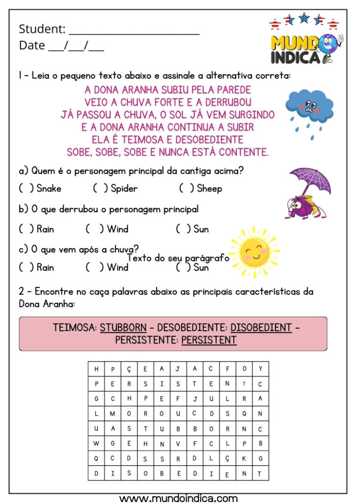 10 Atividades de Inglês 3 Ano para Imprimir