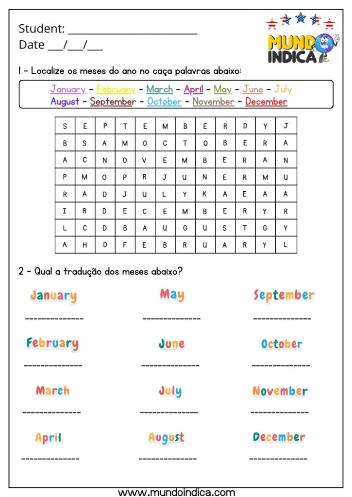 10 Atividades de Inglês 3 Ano para Imprimir