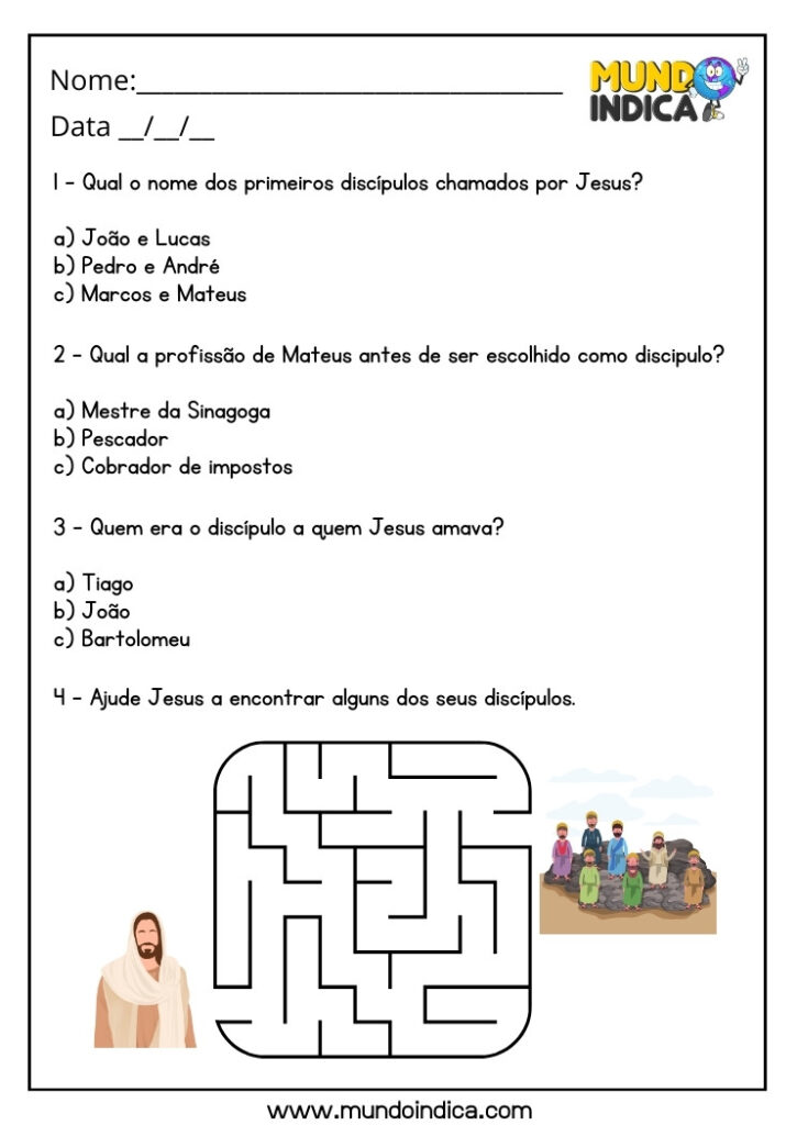 10 Atividades Bíblicas sobre os Discípulos