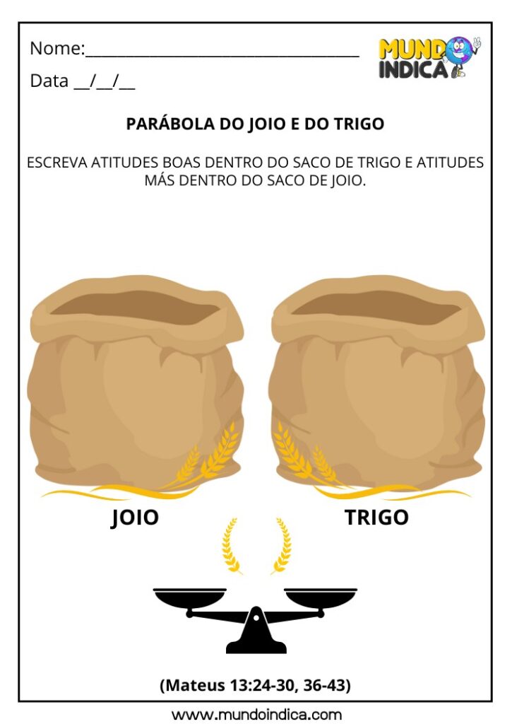 10 Atividades Bíblicas sobre a Parábola do Joio e do Trigo