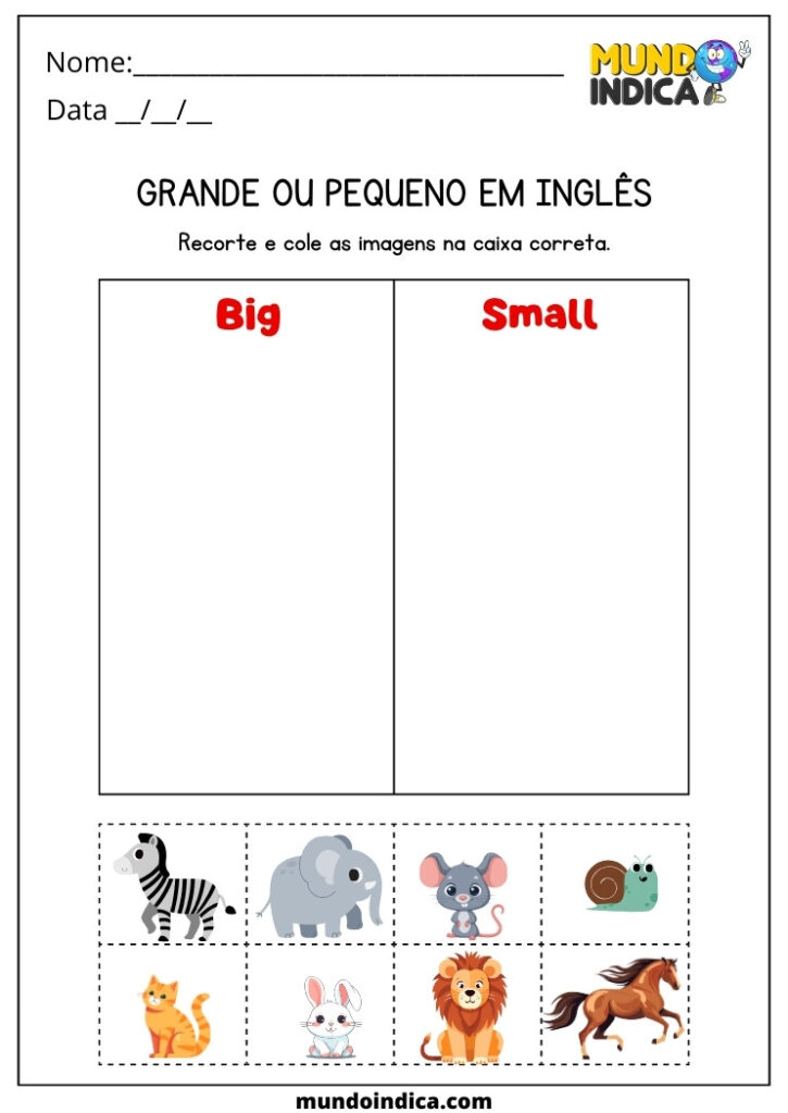 15 Atividades Adaptadas de Inglês para Imprimir