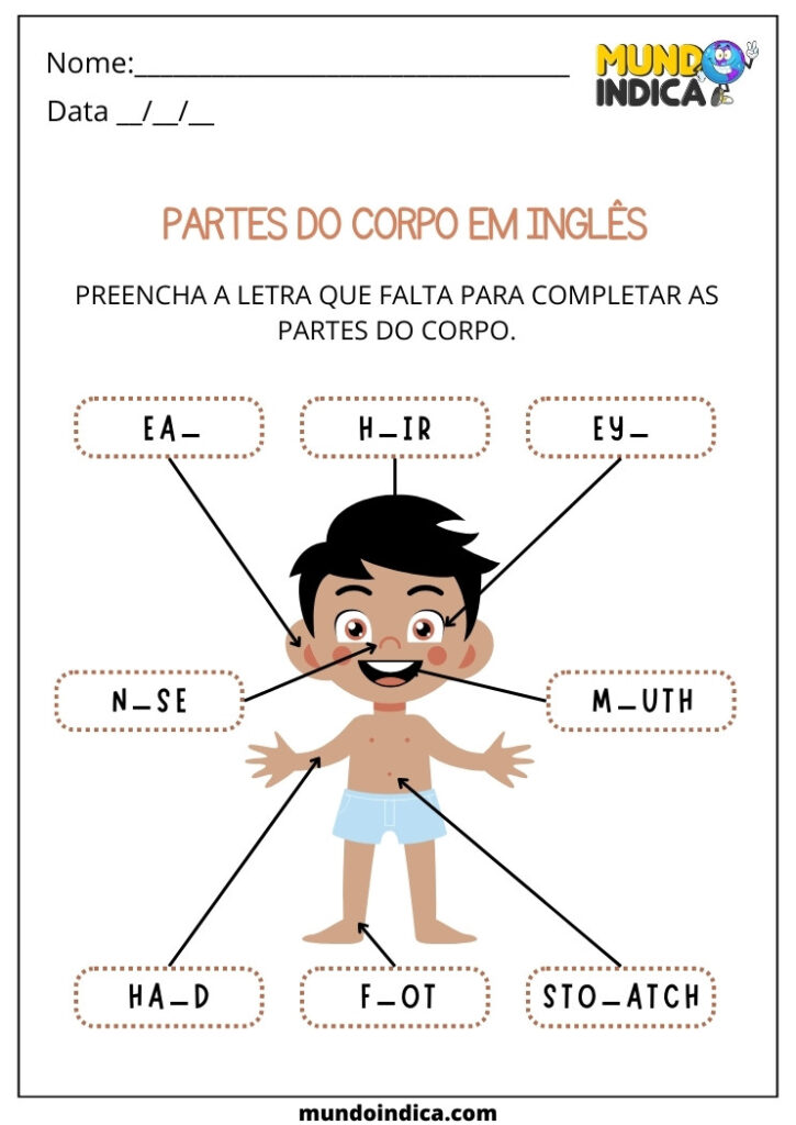 15 Atividades Adaptadas de Inglês para Imprimir