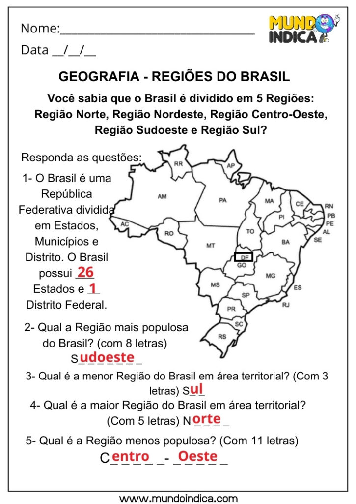 20 Atividades de Geografia para 2 ano Ensino Fundamental com Respostas