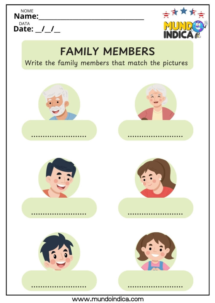 11 Atividades de Inglês My Family para Imprimir