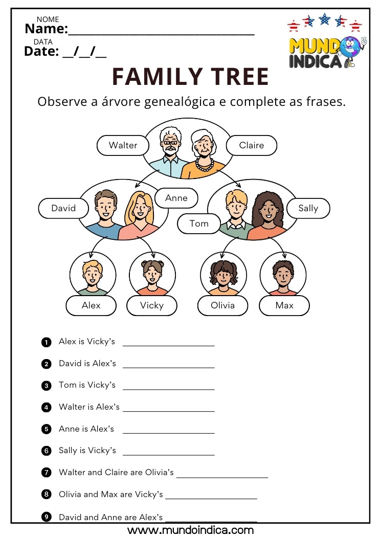 11 Atividades de Inglês My Family para Imprimir