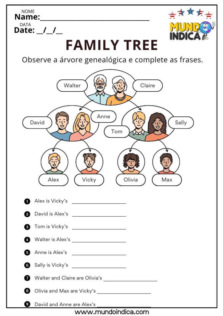 11 Atividades de Inglês My Family para Imprimir