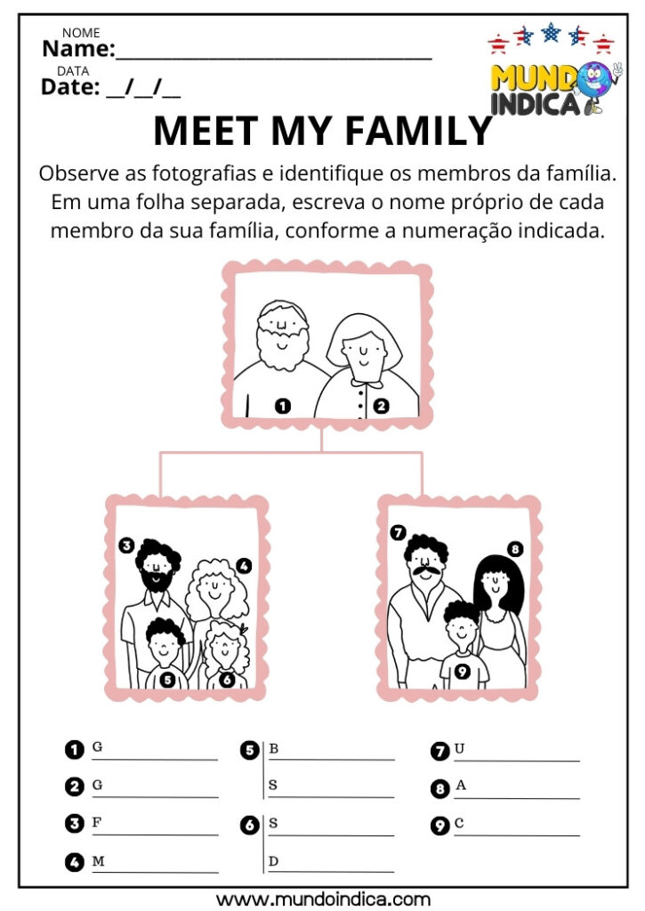 11 Atividades de Inglês My Family para Imprimir
