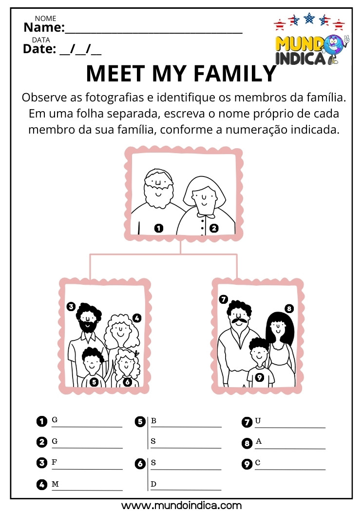 11 Atividades de Inglês My Family para Imprimir