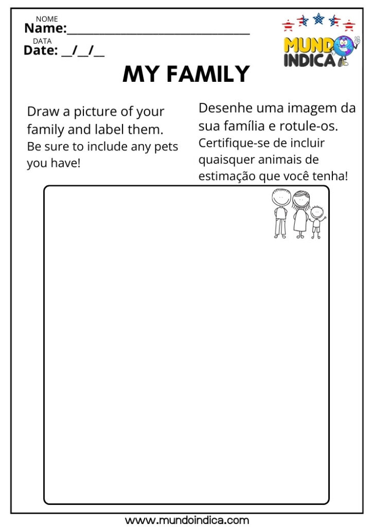 11 Atividades de Inglês My Family para Imprimir