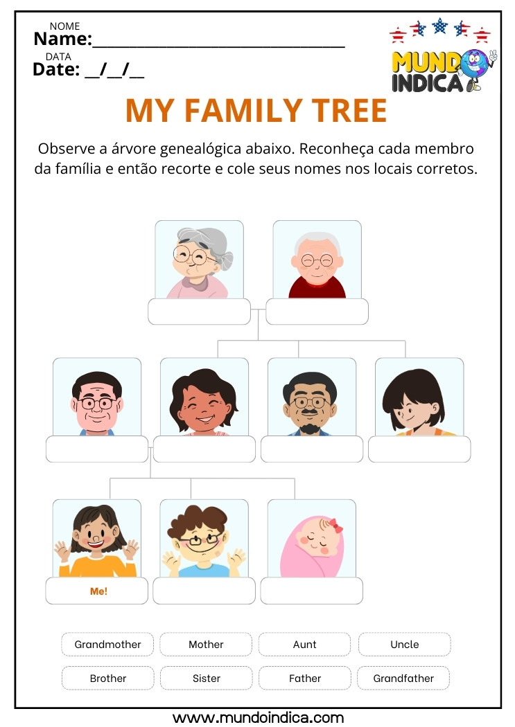11 Atividades de Inglês My Family para Imprimir