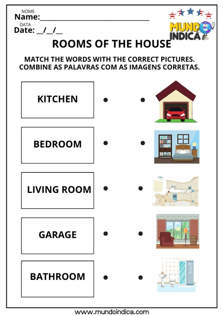 10 Atividades de Inglês My House para Imprimir