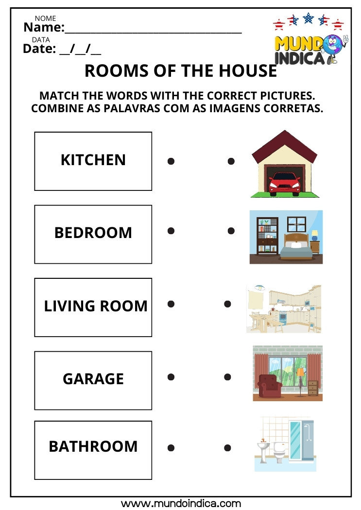 10 Atividades de Inglês My House para Imprimir