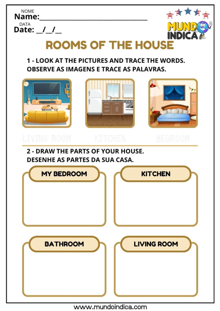 10 Atividades de Inglês My House para Imprimir