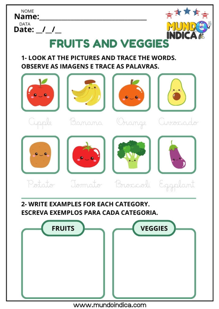 12 Atividades de Inglês sobre Alimentos para Imprimir