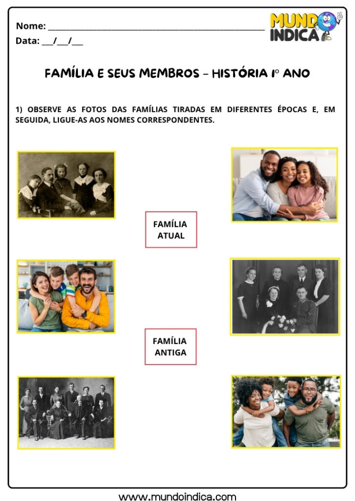 Atividades de História sobre Família e Moradia no Passado e no Presente para o 1º Ano do Ensino ...